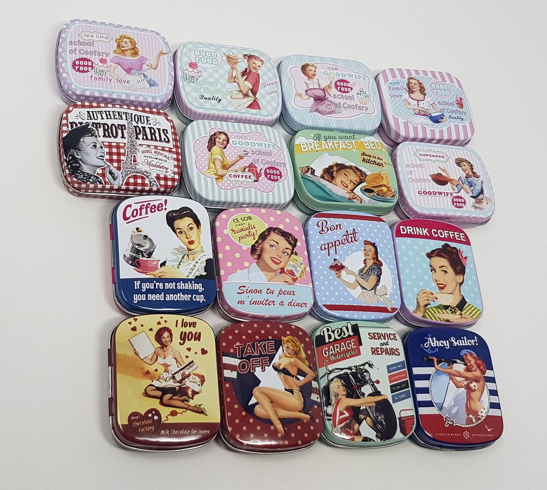 Small Metal Tin Box: Retro Pin-up Designs, Jewelry Organizer - Etsy
