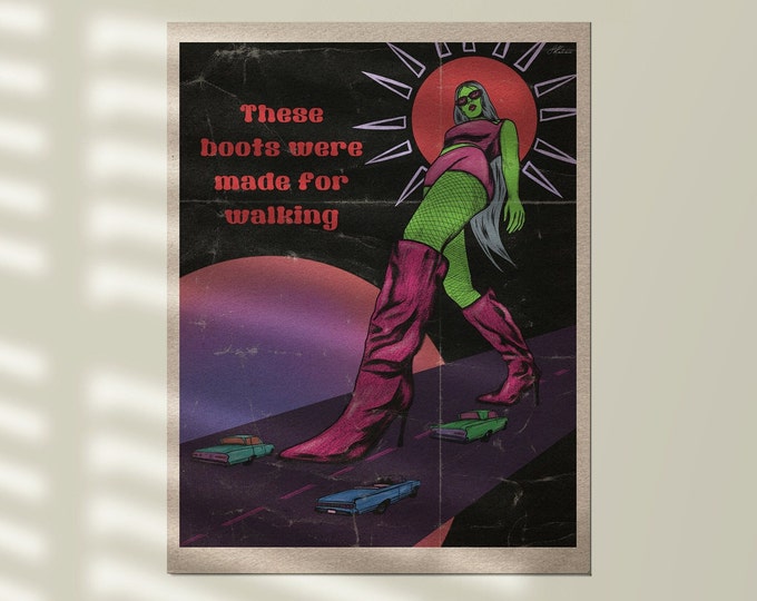 Psychedelic Disco Poster - 70s Retro Dance Art - Groovy Wall Decor ...