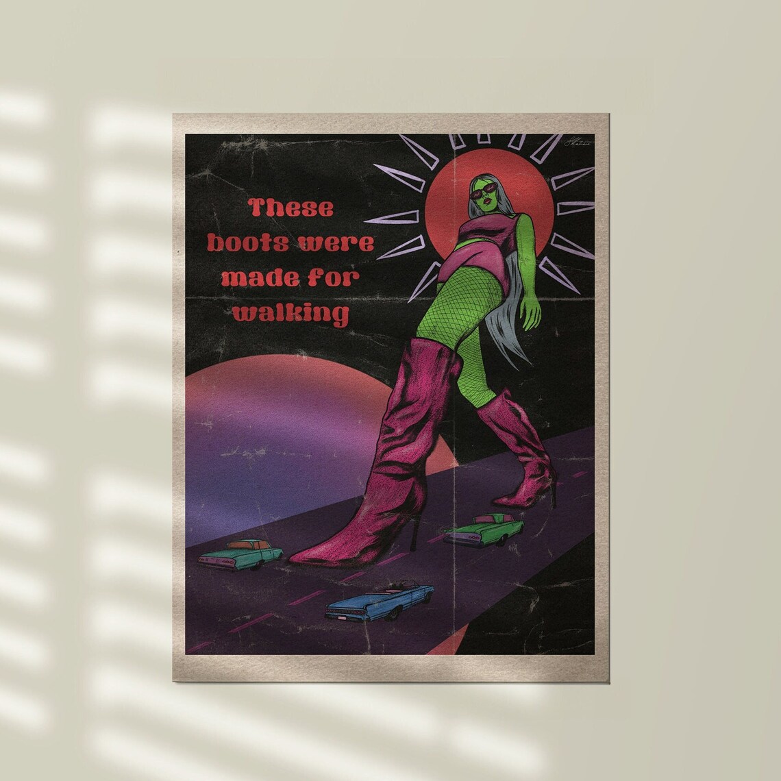 Psychedelic Disco Poster - 70s Retro Dance Art - Groovy Wall Decor ...