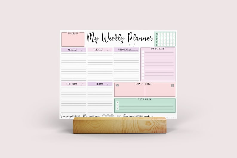 Pastel Weekly Planner/desk Pad/ Desk Planner/ Organiser/notepad - Etsy
