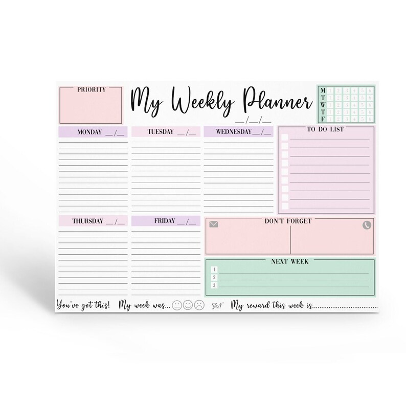 Pastel Weekly Planner/desk Pad/ Desk Planner/ - Etsy
