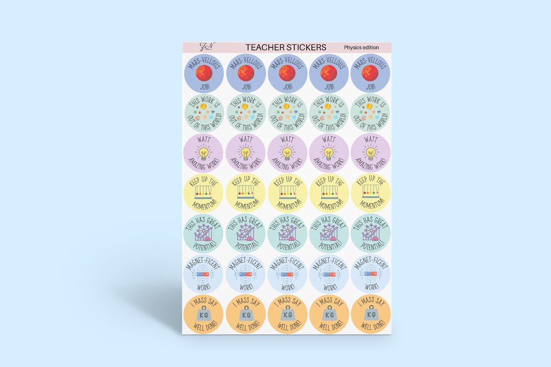 Physics Edition: Science/stem Pun Reward Stickers - Etsy