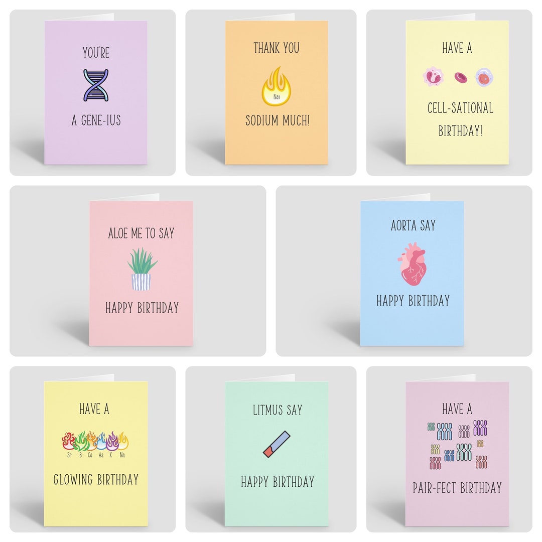Bundle of 5 Science Pun Cards, Greeting Card, Birthday Card, Well Done ...
