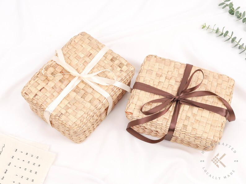 Wicket Box Gift Wrapping, Straw Basket With Lid, Decorative Box ...