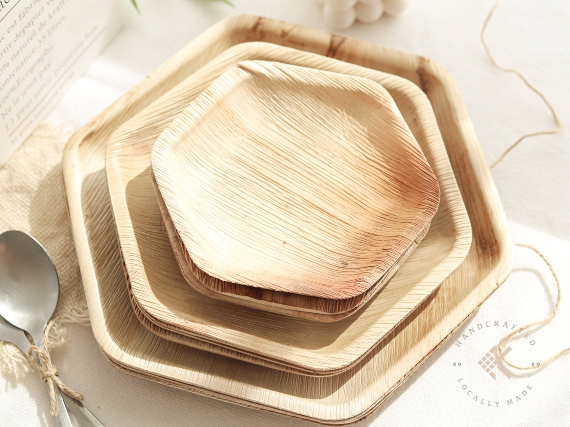 Palm Leaf Plates Set for Wedding Disposable Bamboo Dishware - Etsy