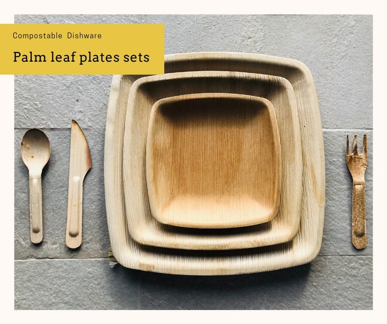 Palm Leaf Plates Set: Biodegradable Wedding Dinnerware - Etsy