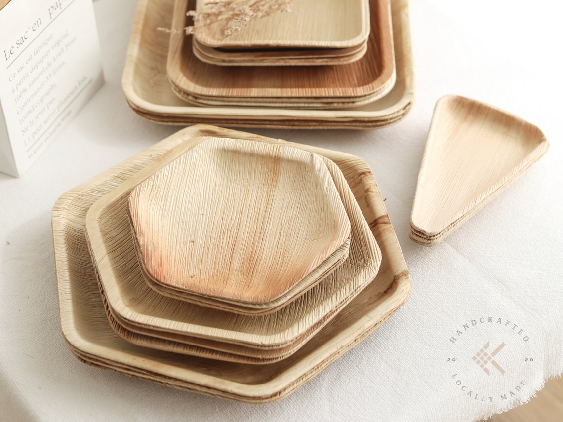 Palm Leaf Plates Set for Wedding Disposable Bamboo Dishware - Etsy