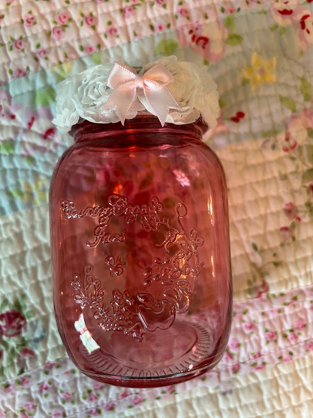 Coquette Pink Mason Jar - Etsy