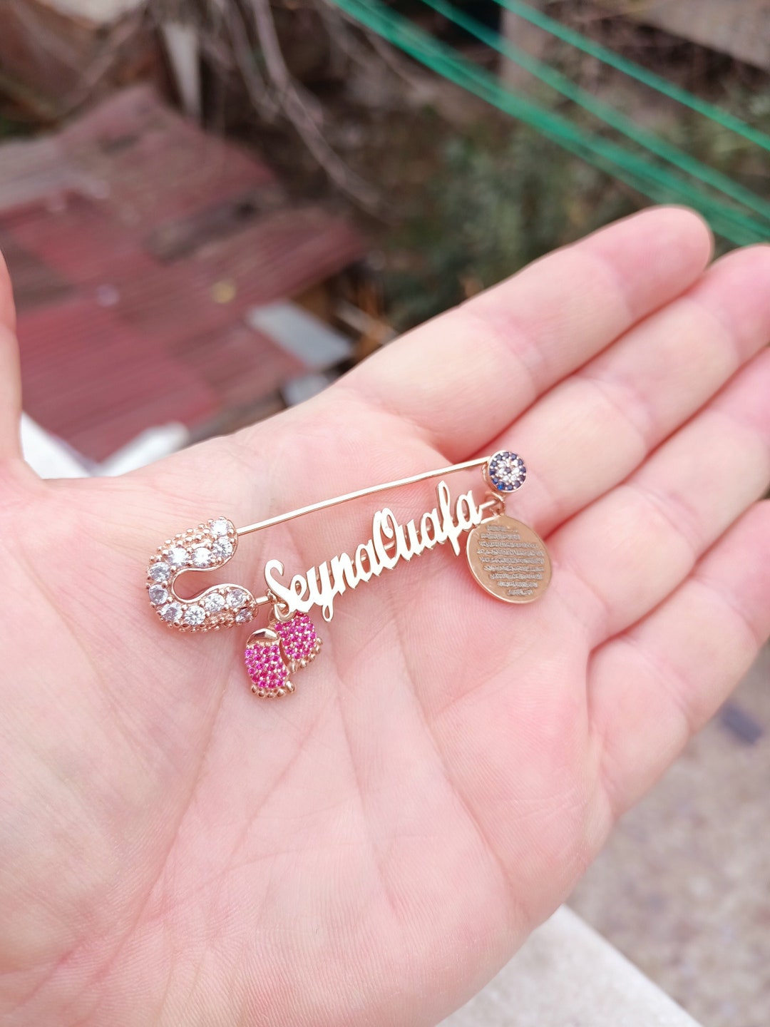 Personalized Baby Stroller Safety Pin Brooch Baby Pin Jewelry , New ...