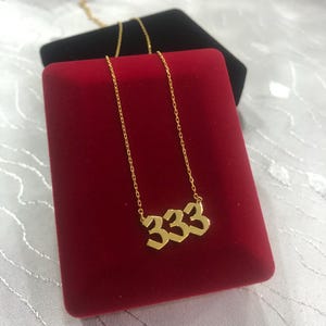 14K Solid Gold 333 Necklace , Custom Number Necklace , Handmade Real ...