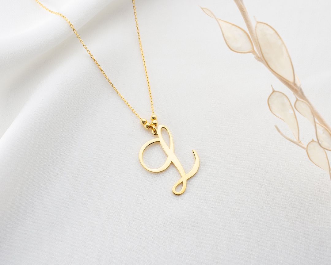 Cursive Letter Necklace , Personalized Letter Jewelry Sterling Silver ...