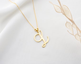 Sterling Silver Cursive L Initial Necklace L Letter Necklace - Etsy