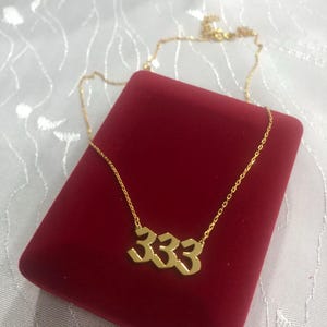 14K Solid Gold 333 Necklace , Custom Number Necklace , Handmade Real ...