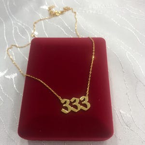 14K Solid Gold 333 Necklace , Custom Number Necklace , Handmade Real ...
