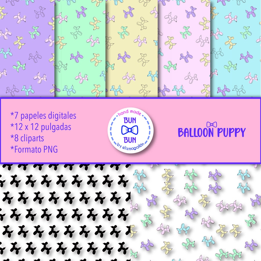 Balloon Puppies Digipapers and Cliparts. Beautify Your Social ...