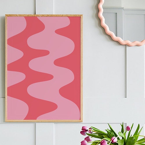 Pink Abstract Print Digital Art Download Trendy Pink 70s - Etsy