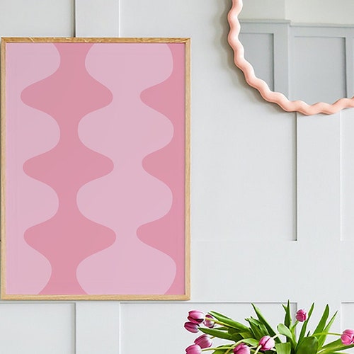 Pink Abstract Print Digital Art Download Trendy Pink 70s - Etsy