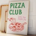 Pizza Club Print, Digital Art Download, Red Kitchen Decor, Retro Pizza ...