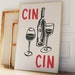 Cin Cin Print | Digital Art Download | Cute Wine Sketch Print ...