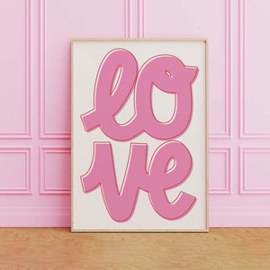 Love Print | Digital Art Download | Valentine's Day Decor | Pink Wall ...