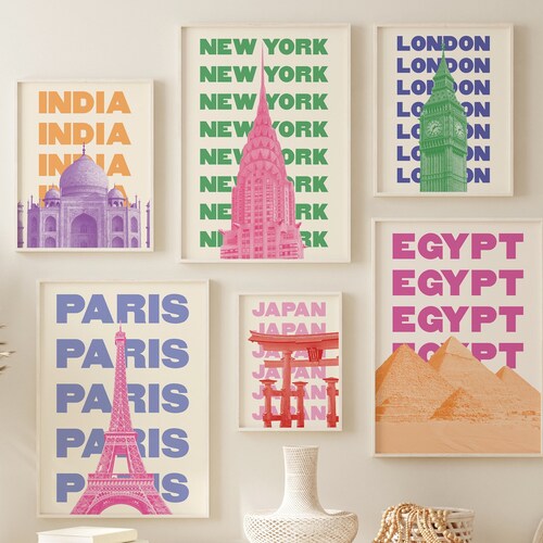 Gallery Wall Set Travel Art Prints Set of 6 Palm Beach | Etsy