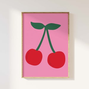 Cherry Print | Digital Art Download | Fruit Wall Art | Kitchen Art ...