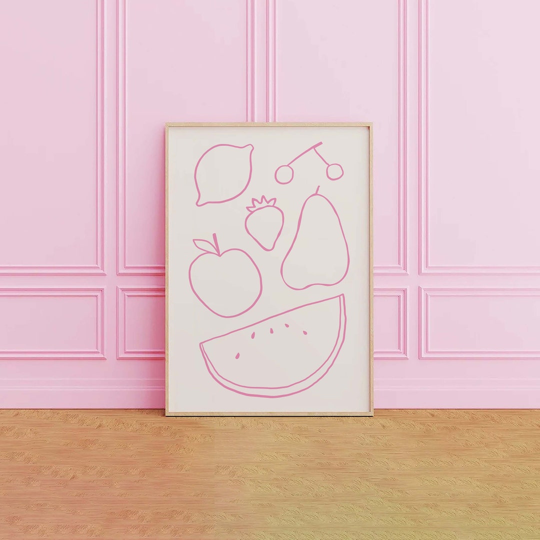 Fruit Line Art Print Digital Art Download Minimal Fruit Wall Art ...