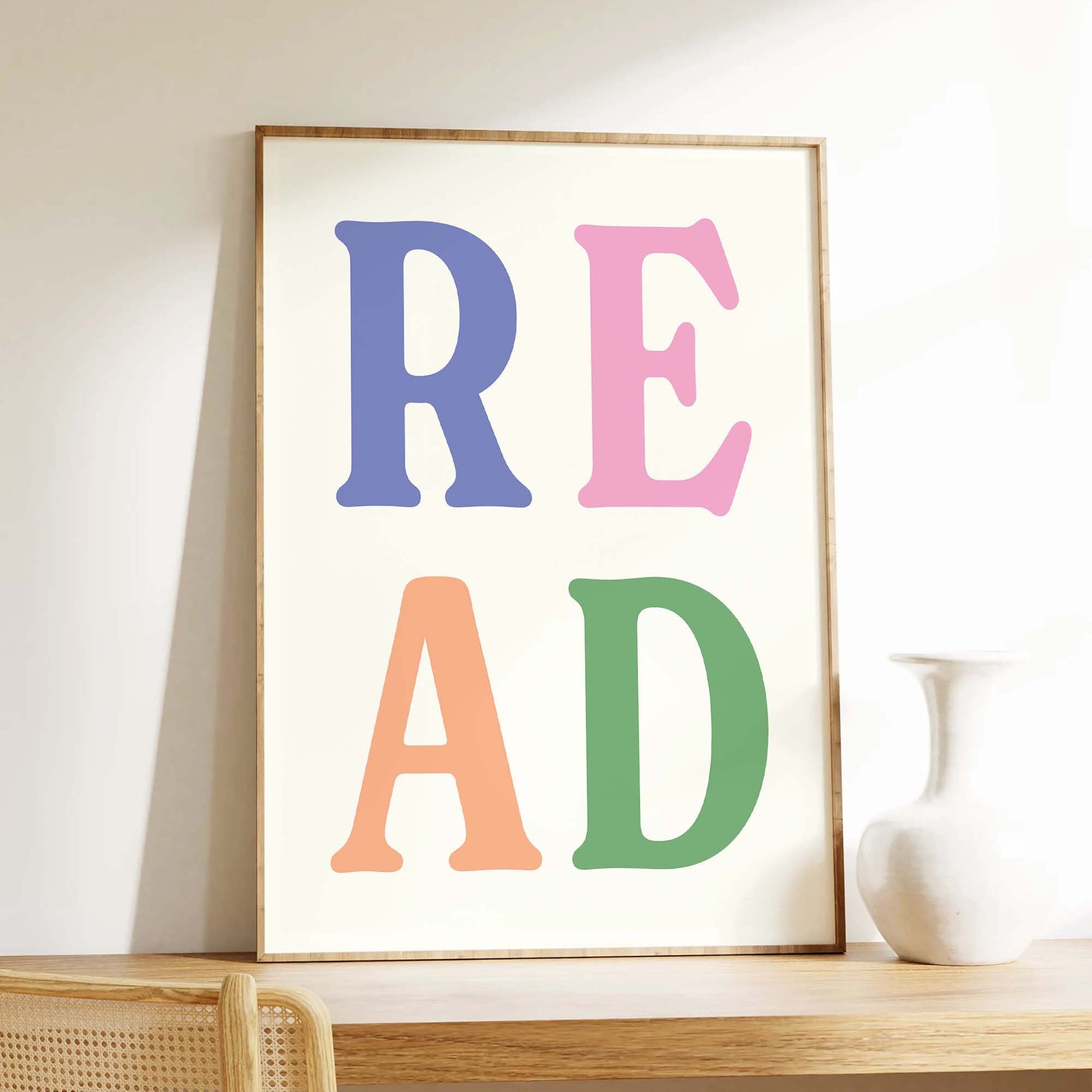 Read Print | Digital Art Download | Cute Library Decor | Trendy Reading ...