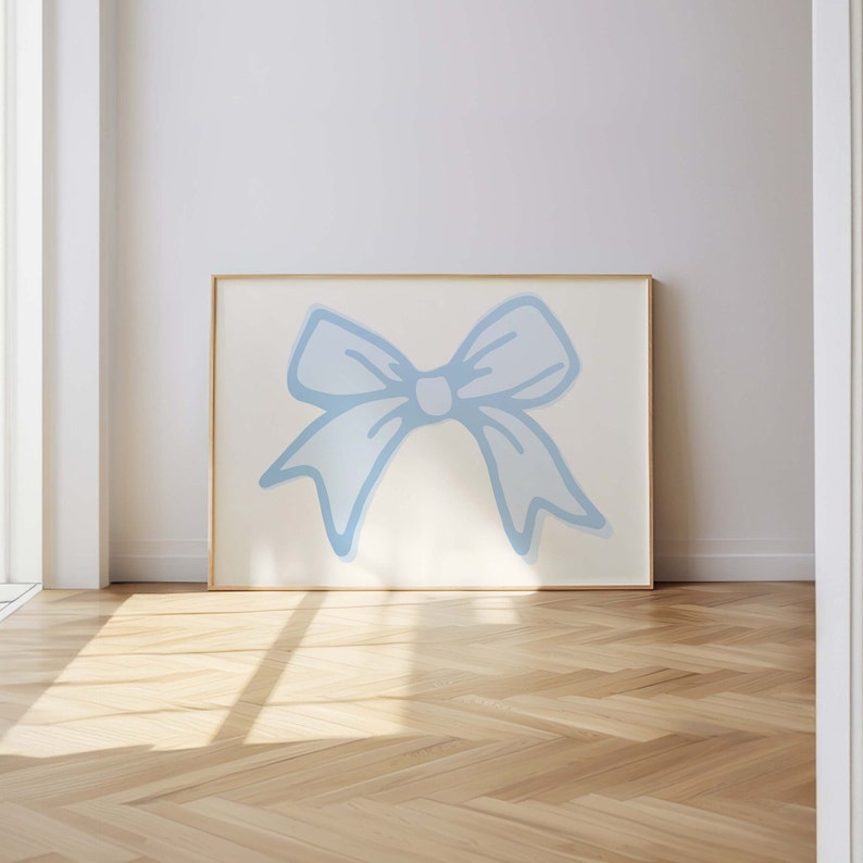 Ribbon Bow Print | Digital Art Download | Balletcore Wall Art | Cute ...