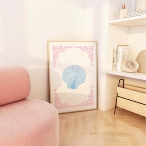 Coquette Seashell Print | Digital Art Download | Cute Summer Art Print ...