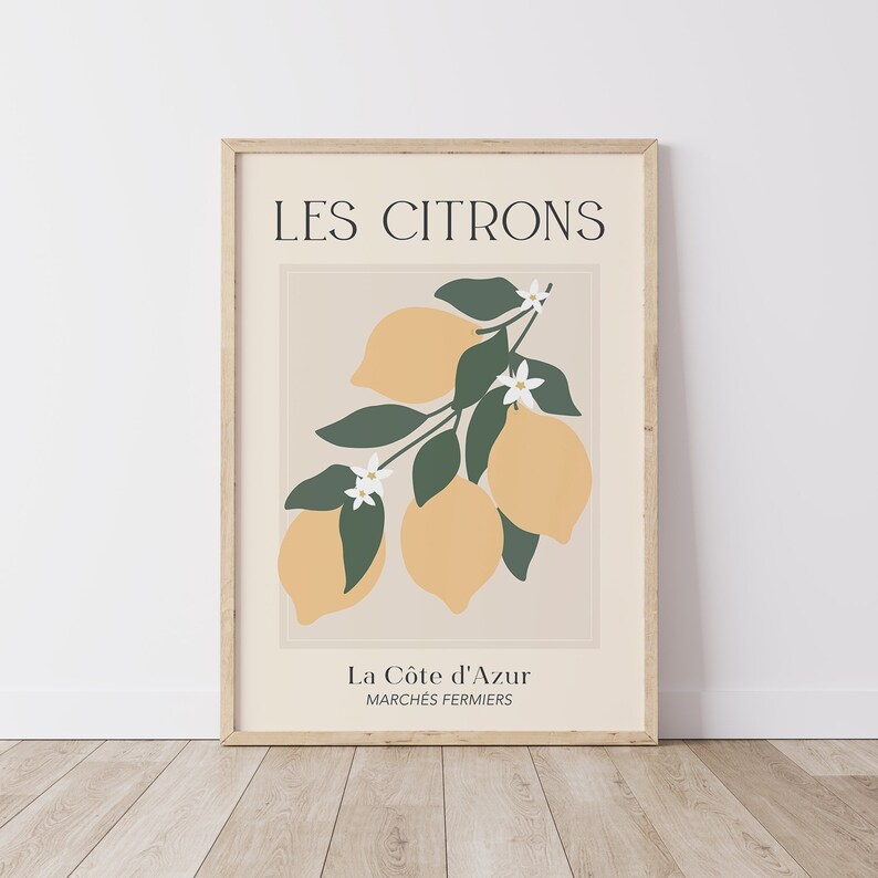 Lemon Print Digital Art Download Lemon Fruit Market - Etsy