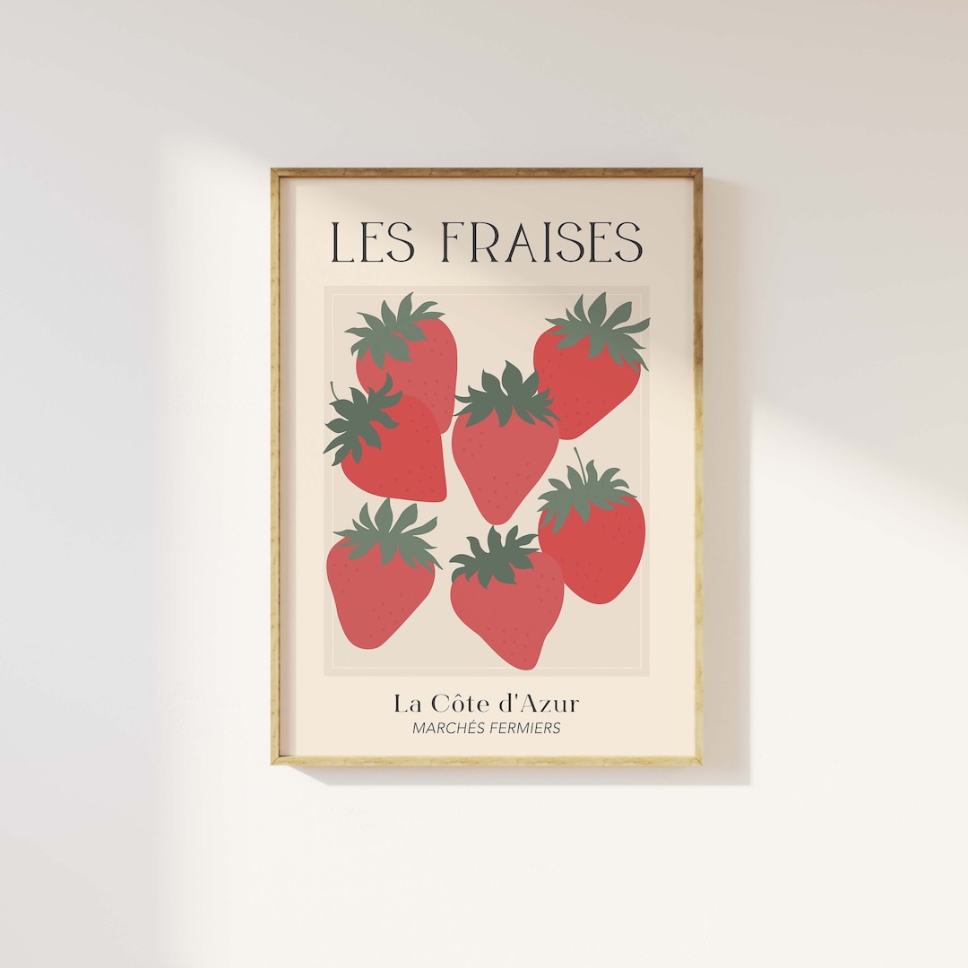 Strawberries Print | Digital Art Download | Strawberry Fruit Market ...
