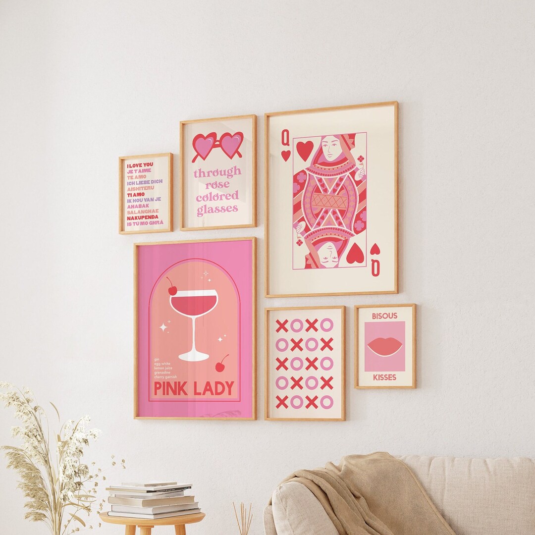 Set of 6 Valentine's Day Gallery Wall | Digital Art Download | Cute ...