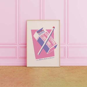 Matchbox Print | Digital Art Download | Pink Wall Art | Trendy ...