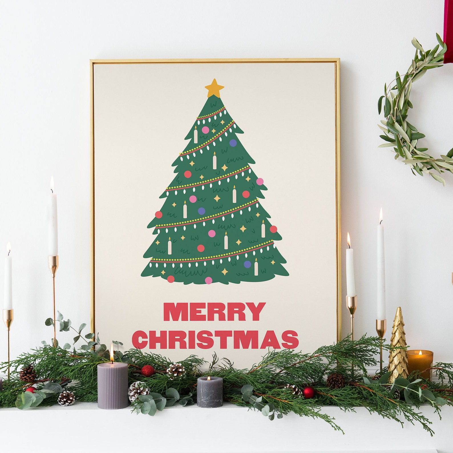 Set of 6 Christmas Gallery Wall | Digital Art Download | Colorful ...