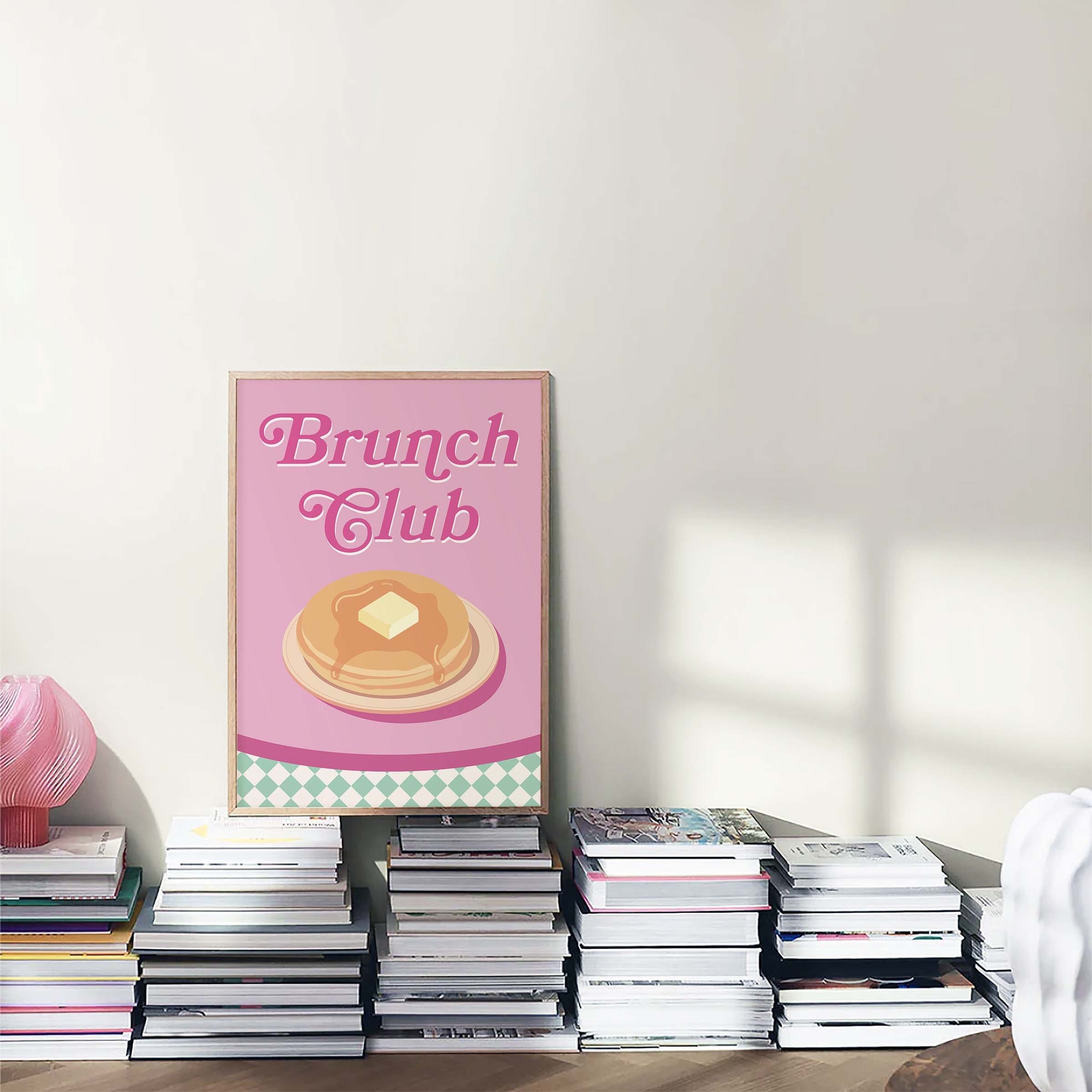 Brunch Club Print | Digital Art Download | Pink Kitchen Food Decor ...