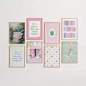 Book Lover Gallery Wall, Digital Art Download, Book Club Decor, Trendy ...