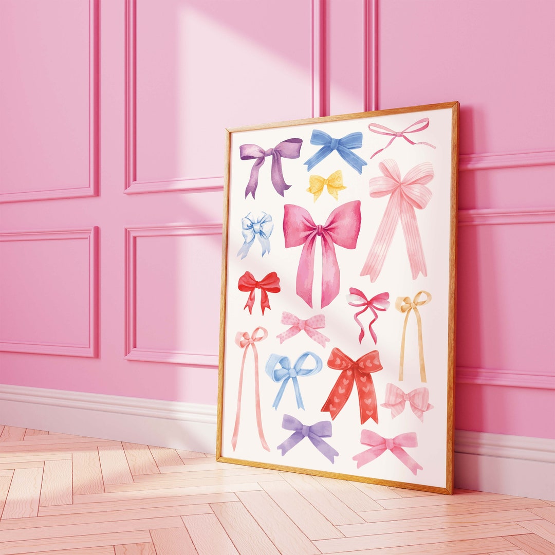 Ribbon Bow Print | Digital Art Download | Cute Ribbon Decor | Valentine ...