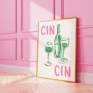 Cin Cin Print, Digital Art Download, Cute Wine Sketch Print, Cocktail ...