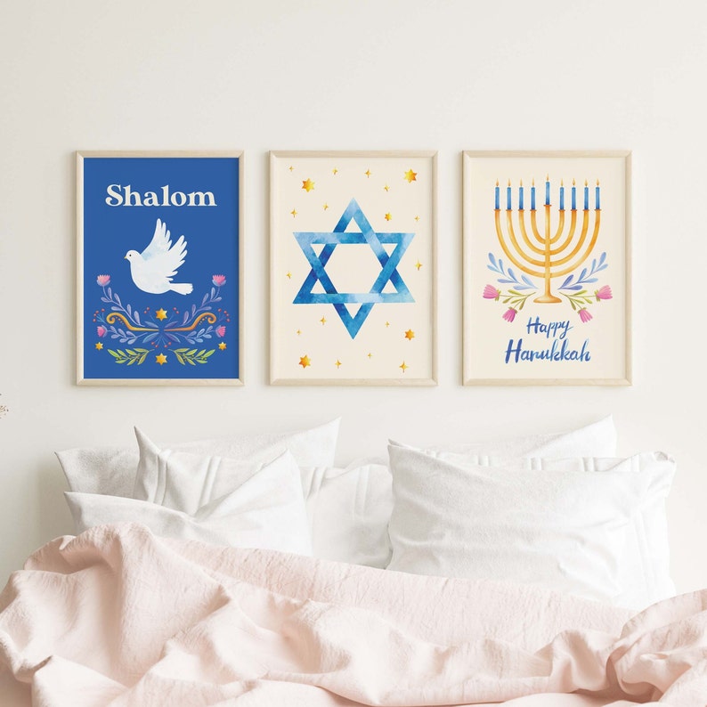 Hanukkah Gallery Wall | Digital Art Download | 10 Printables | Cute ...