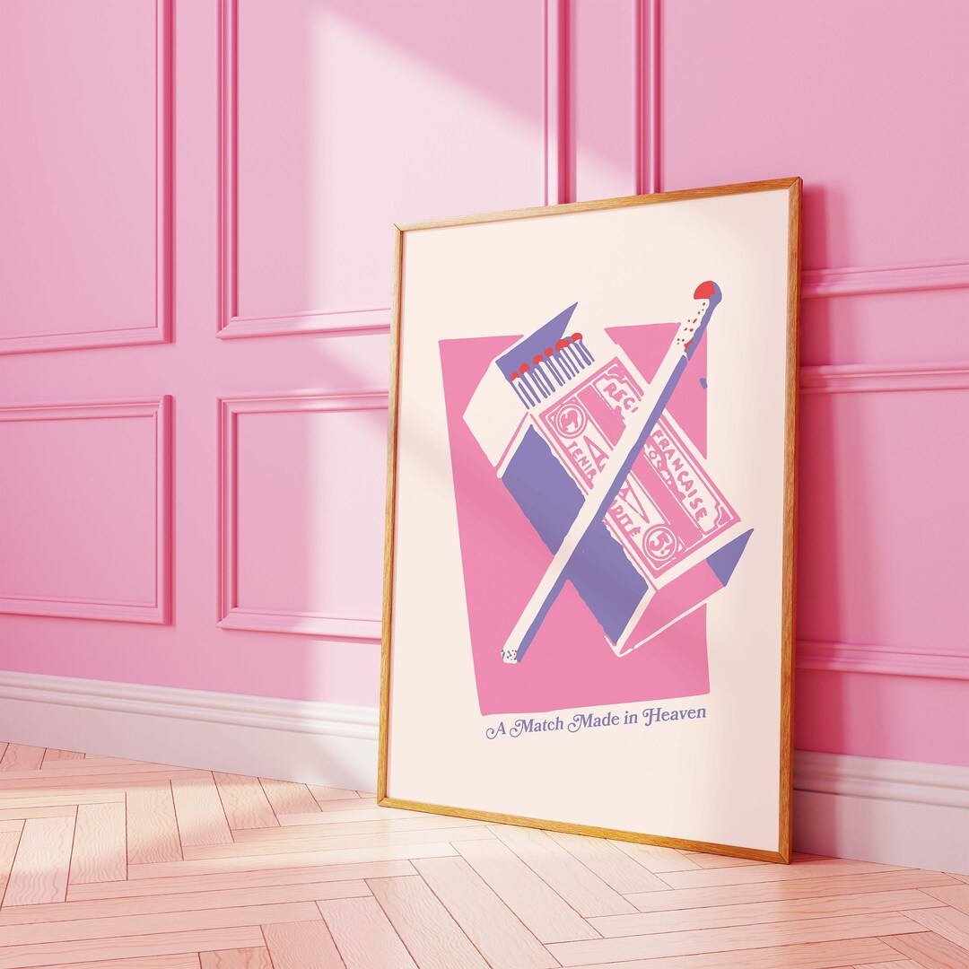 Matchbox Print | Digital Art Download | Pink Wall Art | Trendy ...