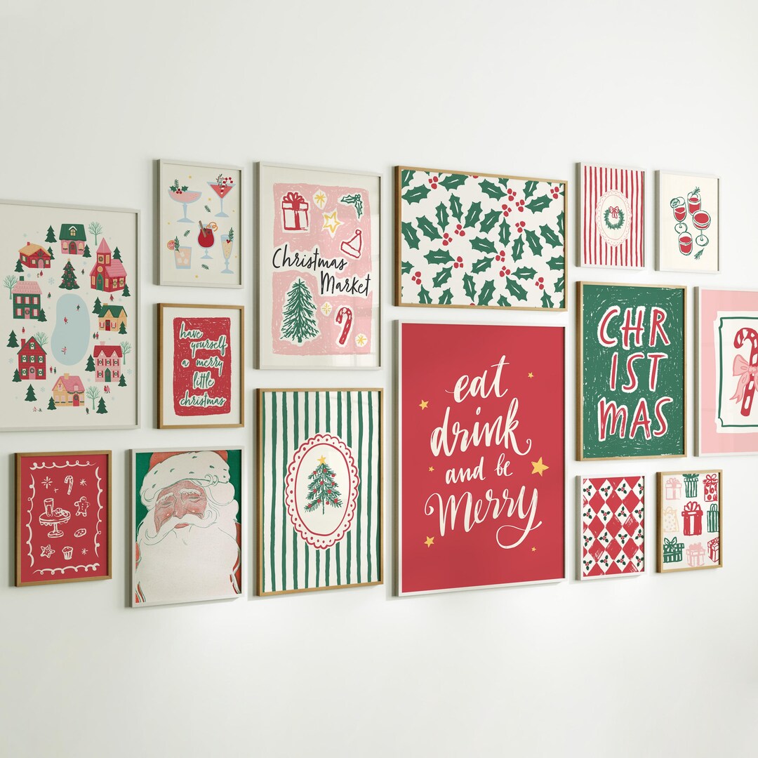 Whimsical Christmas Wall Art Mega Bundle, Digital Download, 30 ...