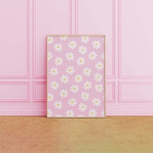 Pink Daisy Print | Digital Art Download | Flower Printable Wall Art ...