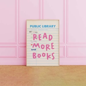 Read More Books Print, Digital Art Download, Cute Library Decor, Trendy ...