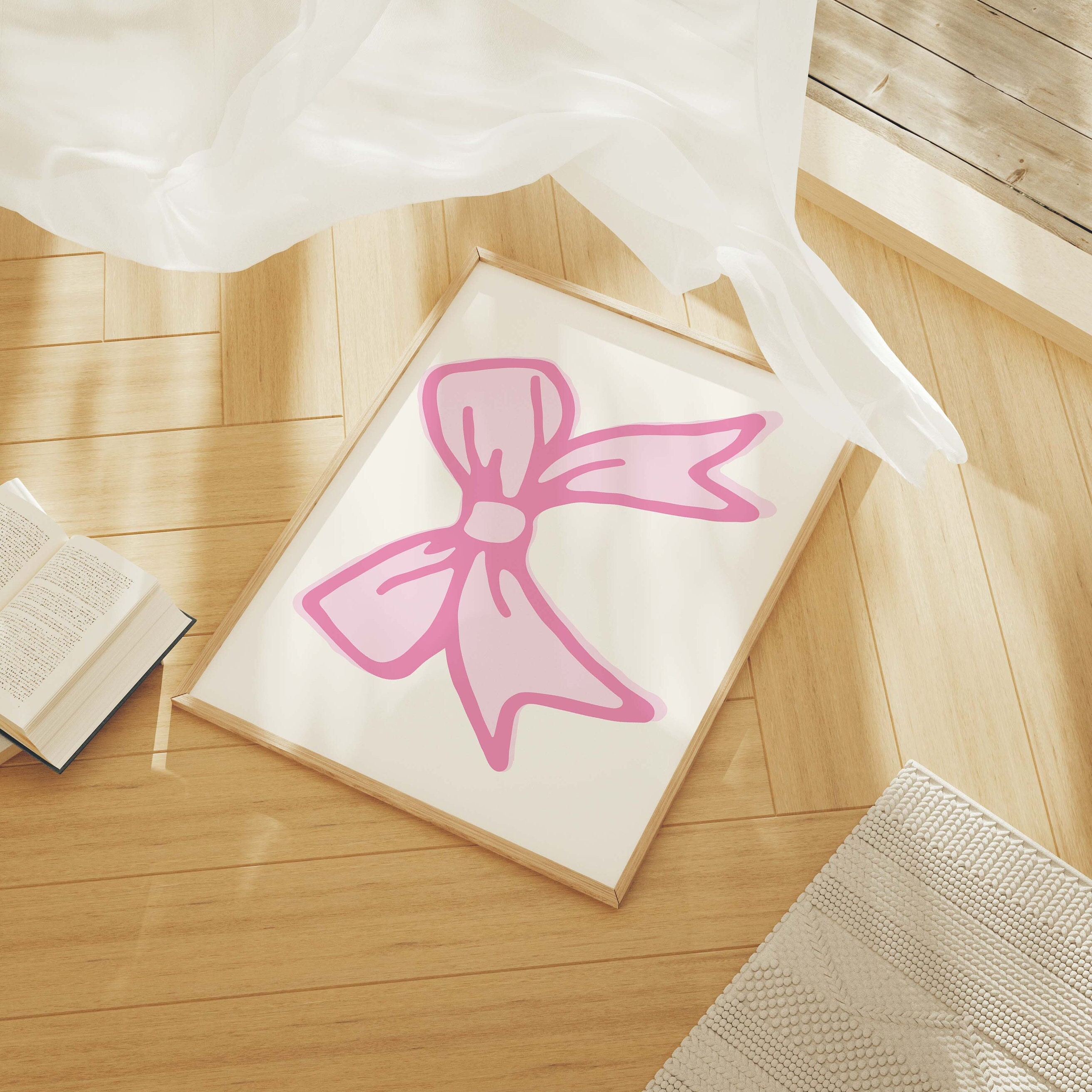 Ribbon Bow Print | Digital Art Download | Balletcore Wall Art | Cute ...