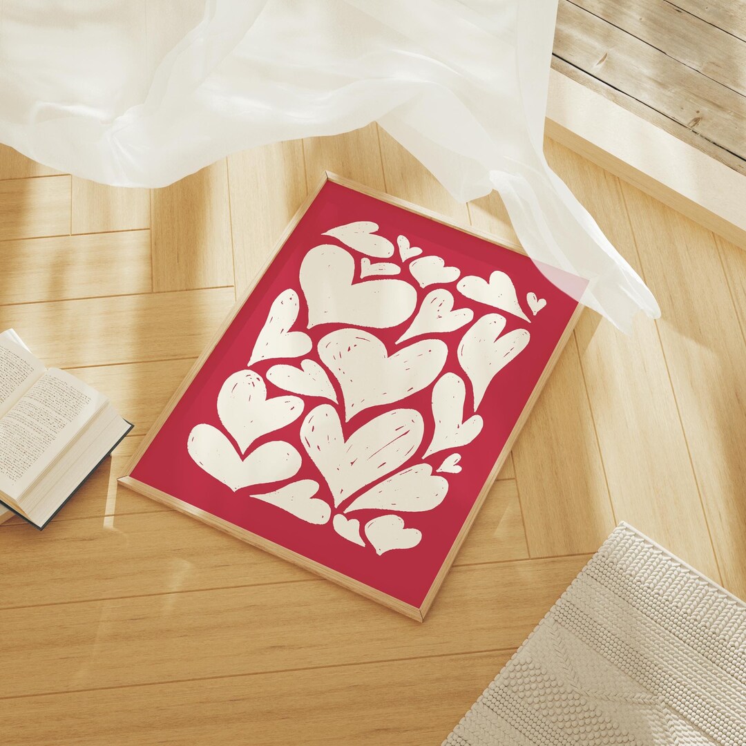 Abstract Hearts Wall Art, Digital Art Download, Whimsical Valentines ...
