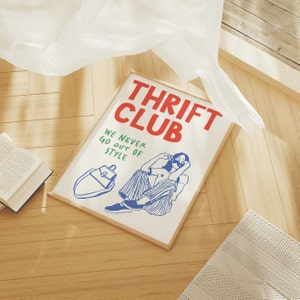 Thrift Club Print | Digital Art Download | Cute Thrifting Decor ...