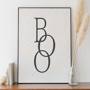 Boo Print | Digital Art Download | Minimal White Halloween Wall Decor ...