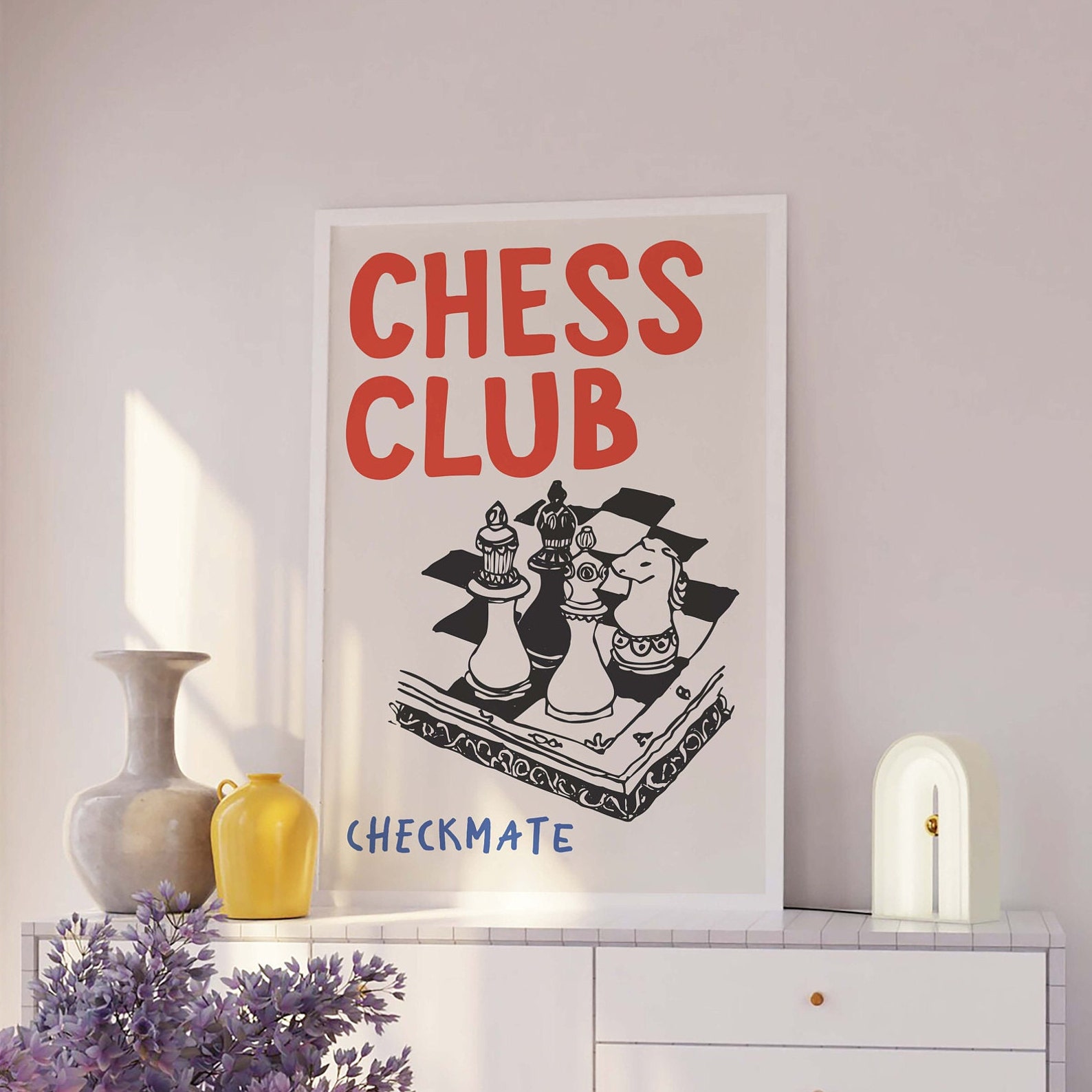 Chess Club Print | Digital Art Download | Chess Wall Art | Checkmate ...
