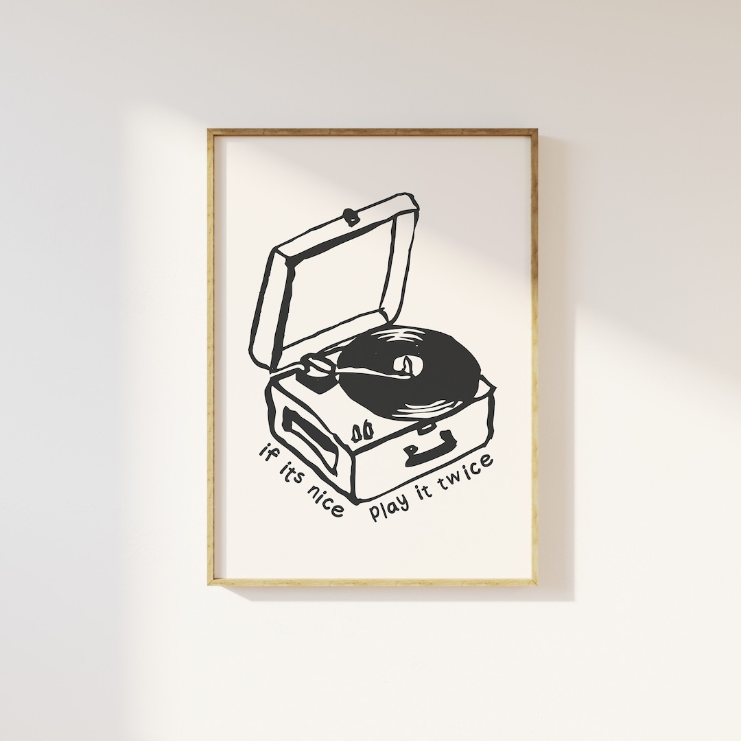 Record Player Print | Digital Art Download | Music Wall Art | Cute ...